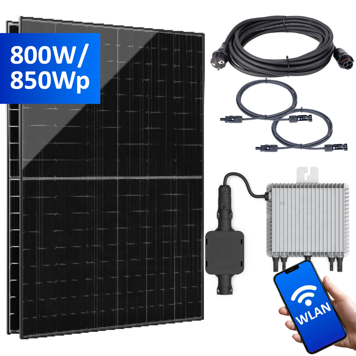 Balkonkraftwerk 800W/850Wp bifazial mit 3m Anschlusskabel | 800 Watt ...