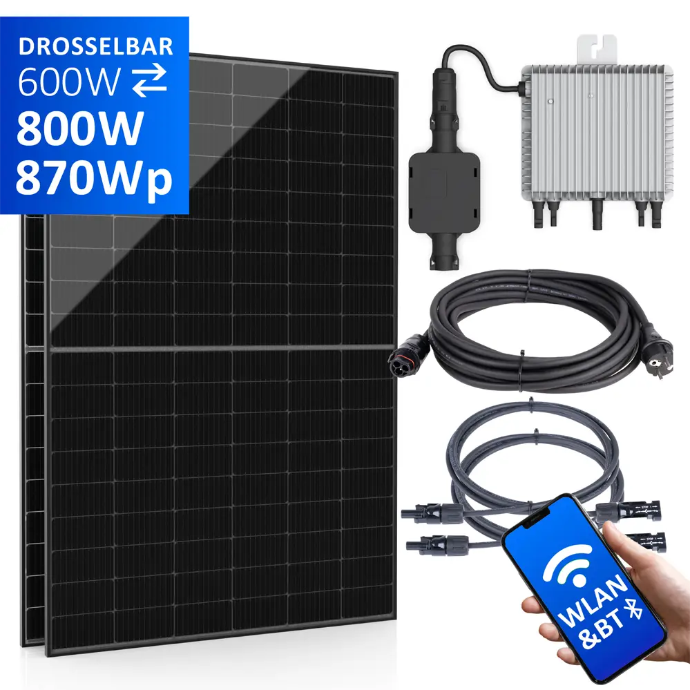 Balkonkraftwerk 800W/870Wp bifazial mit 3m Anschlusskabel | 800 Watt ...